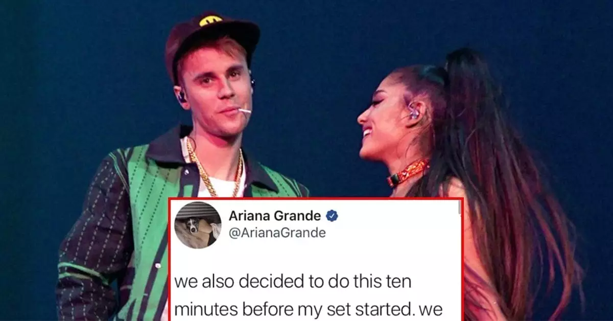 Ariana Grande je oboževalce potegnila v globine pekla, ker so rekli, da Justin Bieber sinhronizira ustnice med njihovim nastopom Coachella