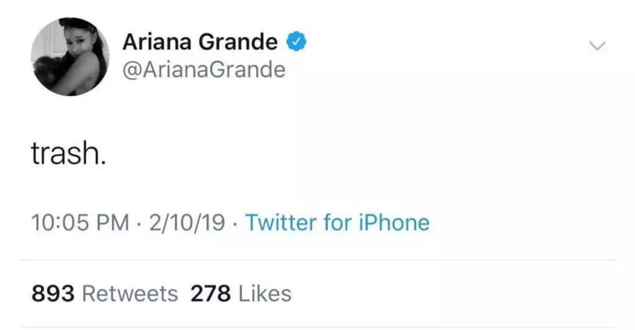 Ariana Grande ٽوئيٽ ڪيو 'ٽريش' جڏهن ڪارڊي بي هڪ گريمي کٽيو 4786_2