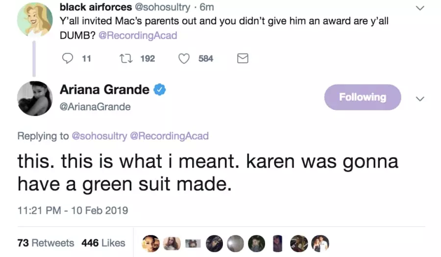 Ариана Гранде туитира „Trash“, когато Cardi B спечели Грами 4786_7