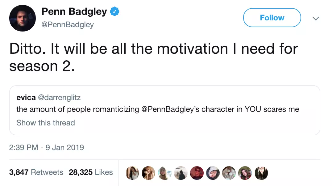 Penn Badgley nori, kad liautume troškulį dėl Joe Goldbergo „Tu“ 5727_11